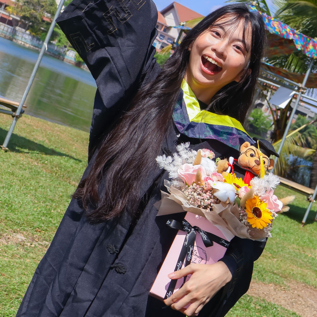 A Blooming Chapter Grad Bloom Box, Sunflower & Bear Gift | KL Delivery... – February Bloom Florist
